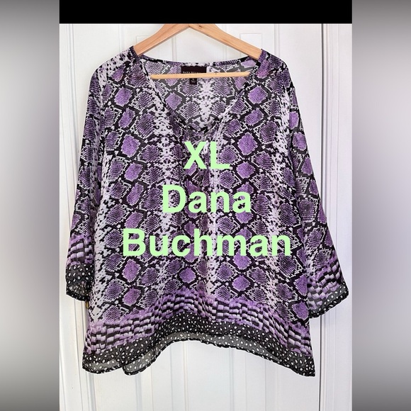 Dana Buchman | Tops | Nwot Dana Bachman Sheer Xl Snake Print Top To ...